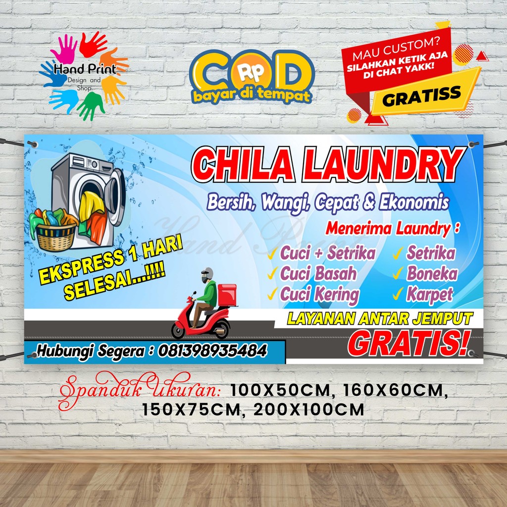 Jual Cetak Spanduk Banner Laundry Biru Exspress MMT Spanduk Custom ...