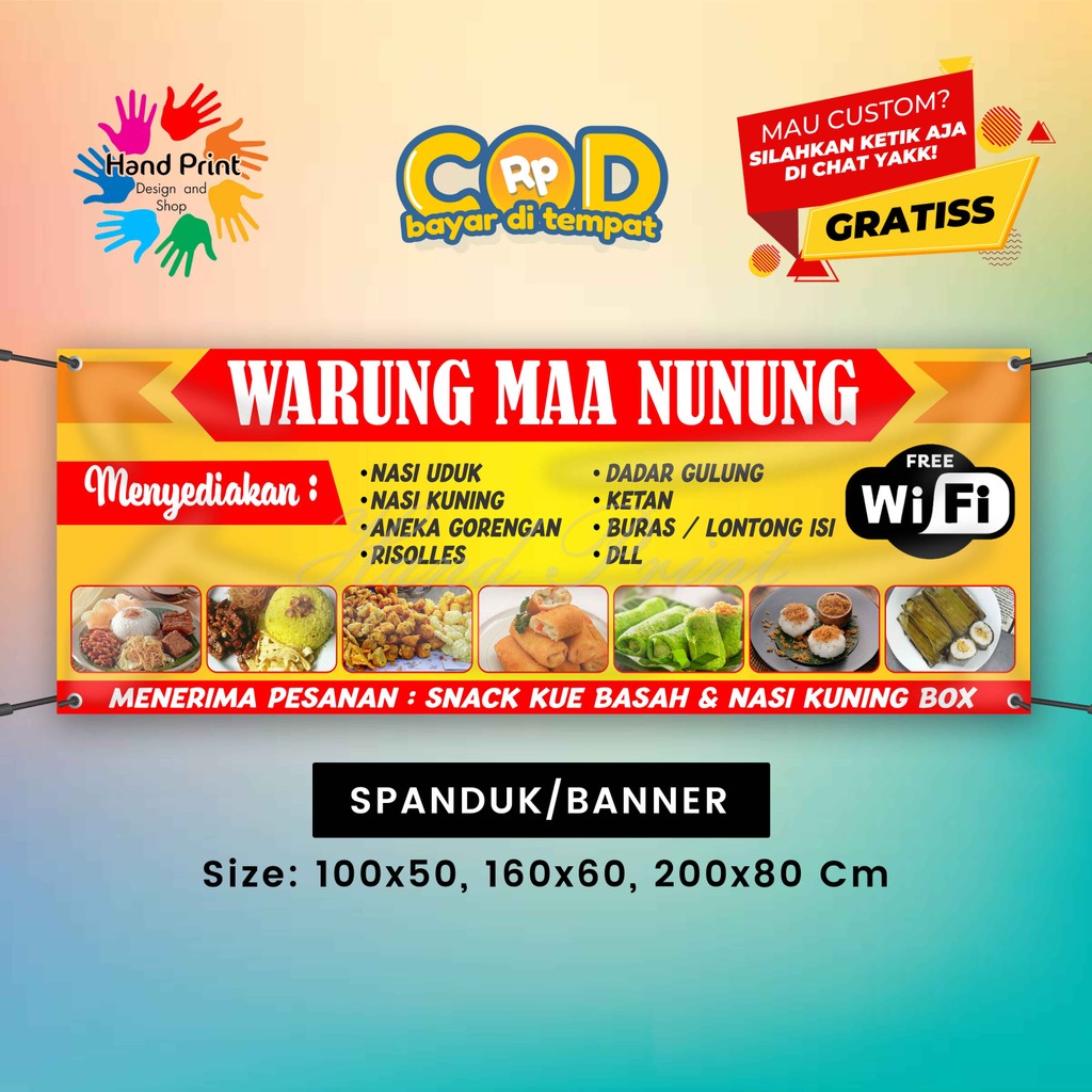 Jual Cetak Spanduk Banner Warung Jajanan Makanan Warteg Kuning MMT ...