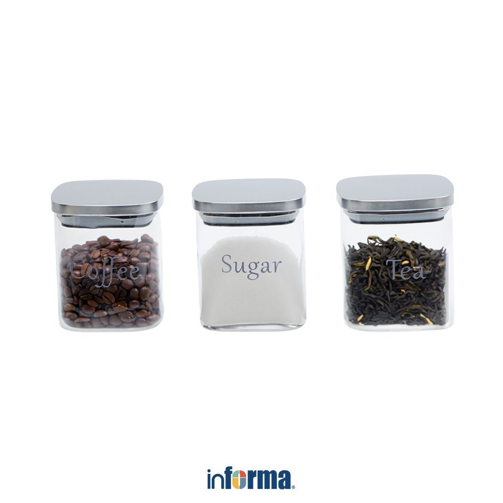 Jual Informa 700 ml Set 3 Pcs Lark Stoples Kaca - Silver Jar Tempat ...