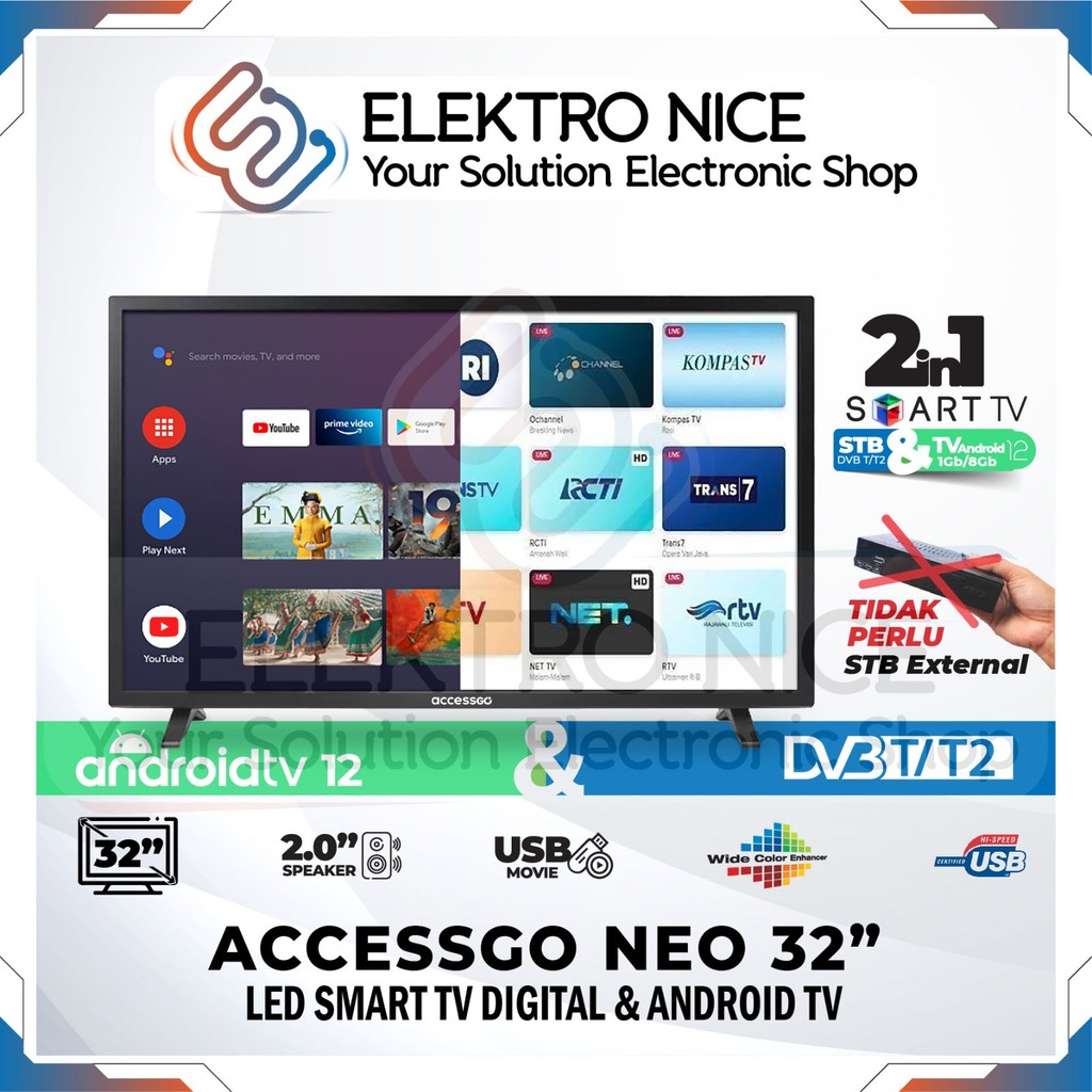 Jual Android Smart TV DVB T/T2 & Android TV ACCESSGO NEO LED Garansi ...