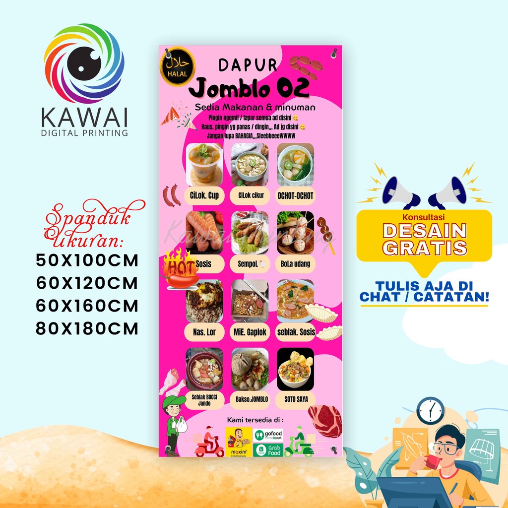 Jual Spanduk Banner MMT Aneka Menu Masakan Dapur 12 Menu Ukuran 60x160 ...