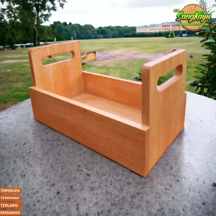 Jual Kotak serbaguna storage box Carrier 27x15x15cm keranjang kayu ...
