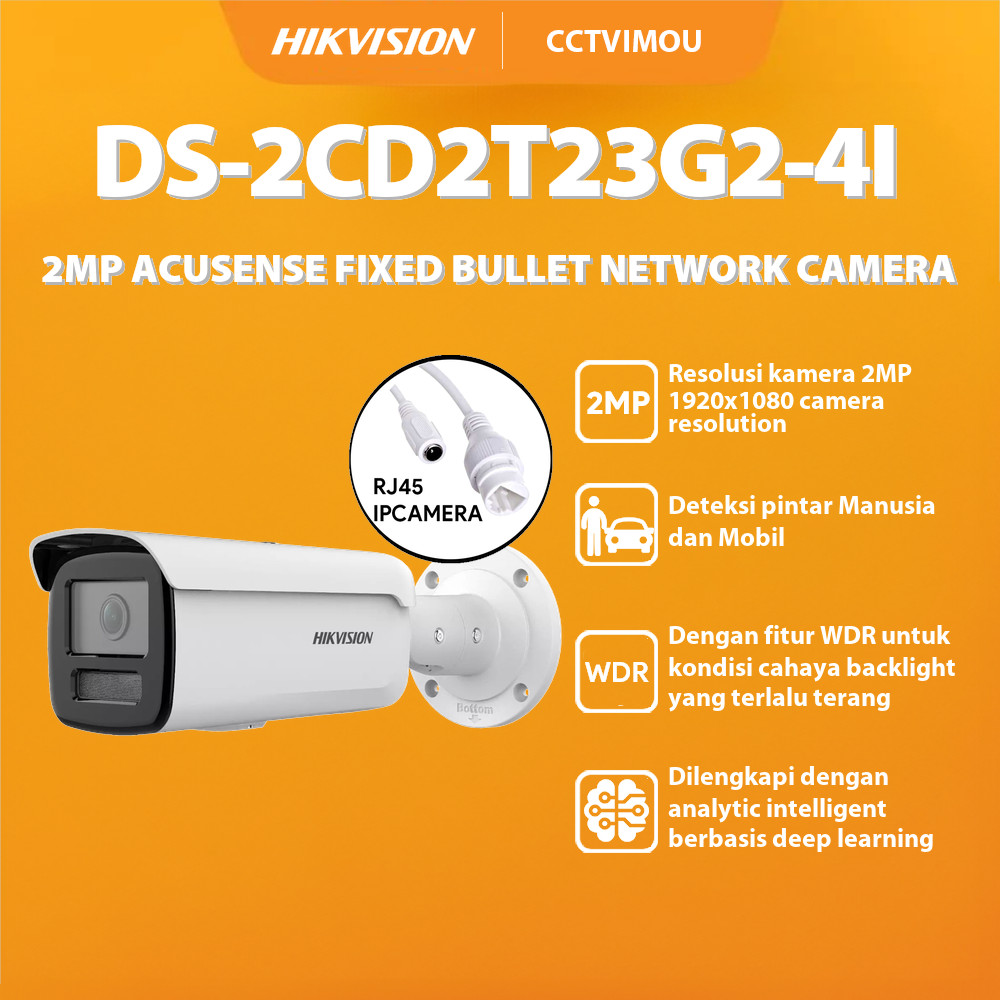 Jual HIKVISION DS-2CD2T23G2-4I 2MP ACUSENSE FIXED BULLET NETWORK CAMERA | Shopee Indonesia
