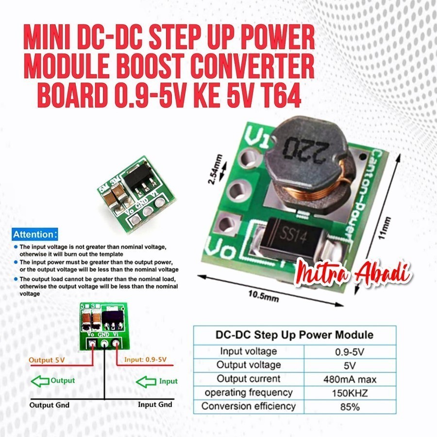 Jual Mini DC-DC Step UP Power Module Boost Converter Board 0.9-5V ke 5V ...