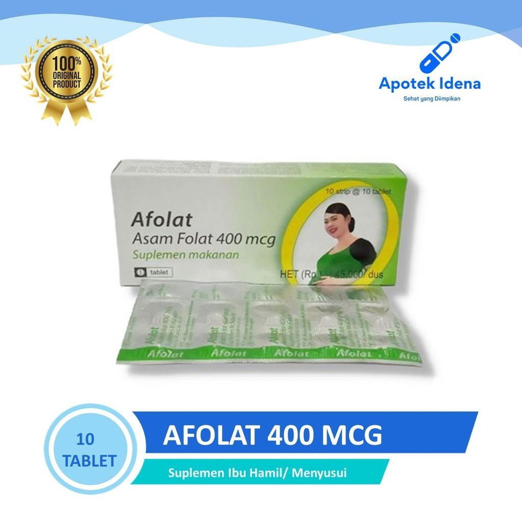 Jual AFOLAT 400 mcg ISI 10 STRIP PERBOX /Vitamin Ibu Hamil /Asam Folat ...