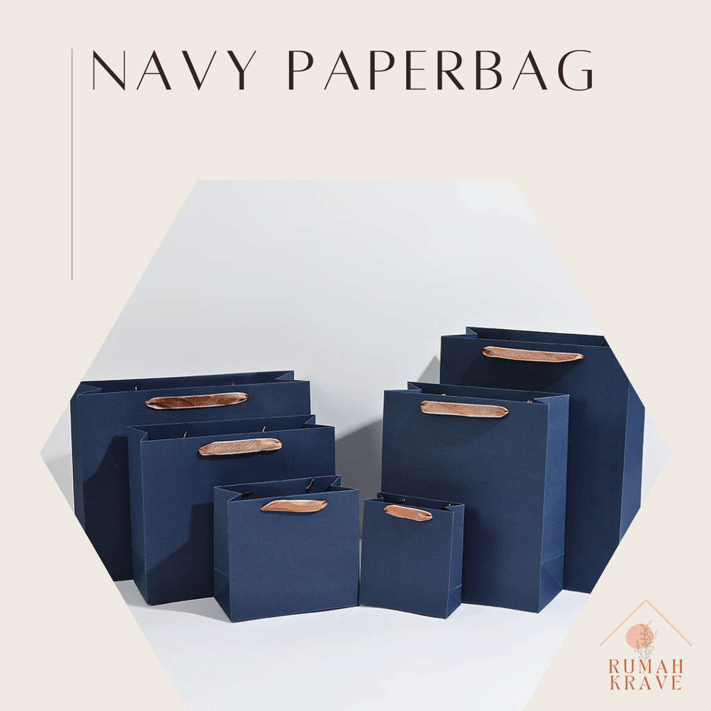 Jual RUMAH KRAVE - Navy Paperbag Polos Biru Tua Goodie Bag Kado Hadiah ...