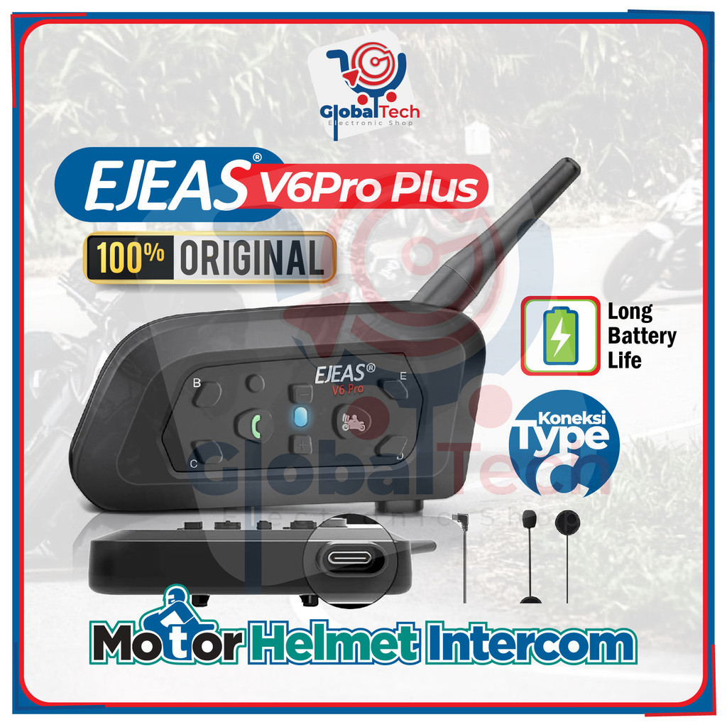 Jual EJEAS V60 PRO PLUS INTERCOM HELMET BLUETOOTH EARPHONE 100% ...