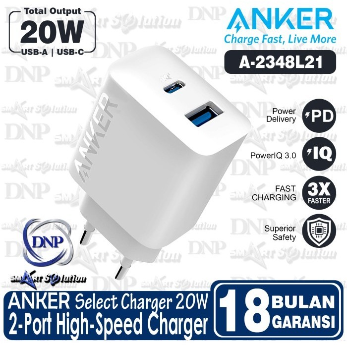 Jual ANKER Wall Charger PowerPort 20W PD Fast Charging - A2347 / A2348 ...