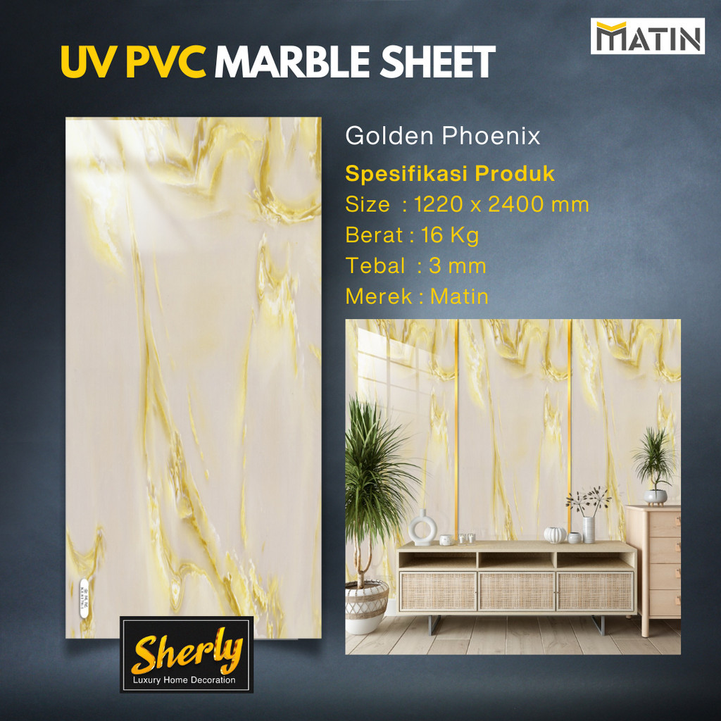 Jual Marble Sheet UV PVC Tv Baground Golden Phoenix Sebagai Dekorasi ...