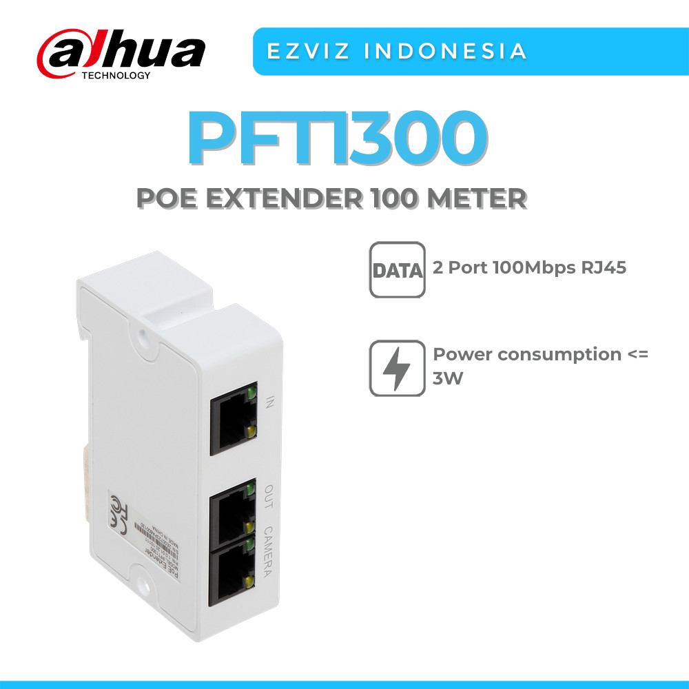 Jual DAHUA PFT1300 POE EXTENDER 100 METER 1 IN 2 OUT CONNECT UP TO 3 IP ...