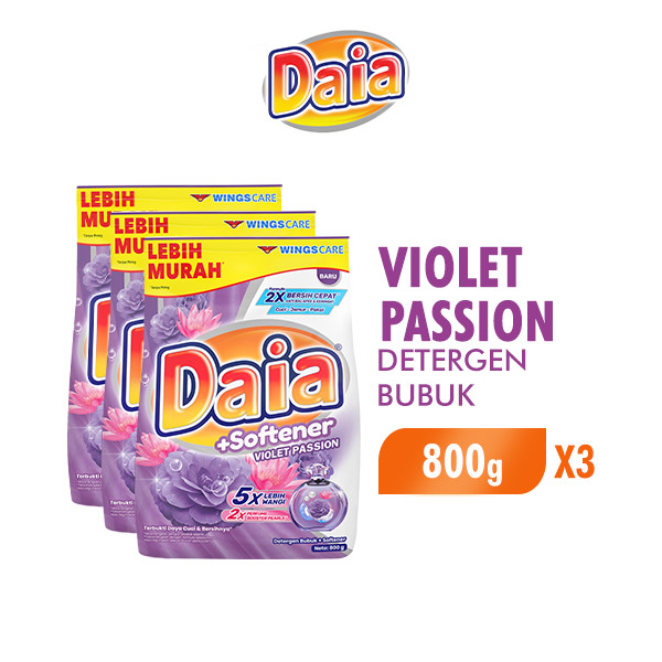 Jual Daia Deterjen Bubuk Violet 800 gr x3 | Shopee Indonesia