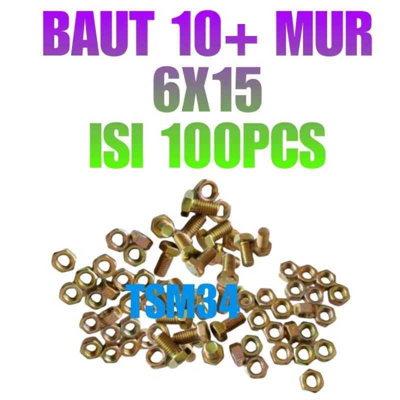 Jual baut plat nomor motor dan mobil isi 100pcs baut 10+mur isi100pcs ...