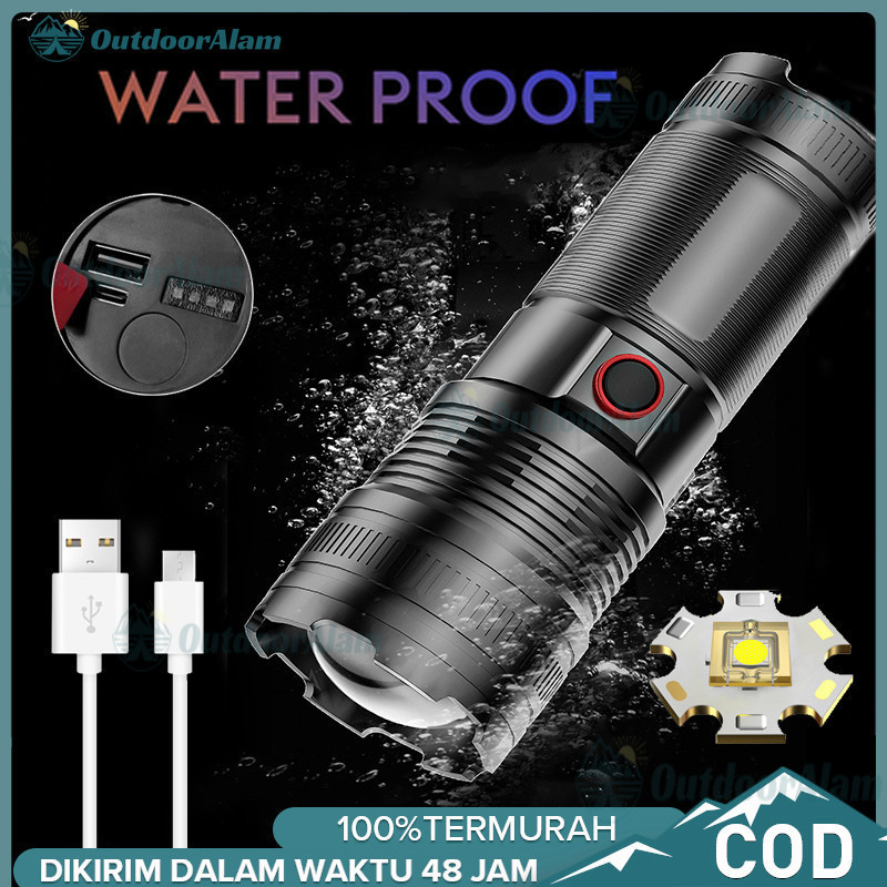 Jual SENTER LED RECHARGEABLE / Senter Multifungsi Zoom Teleskopik Laser 20W SUPER TERANG LED ...