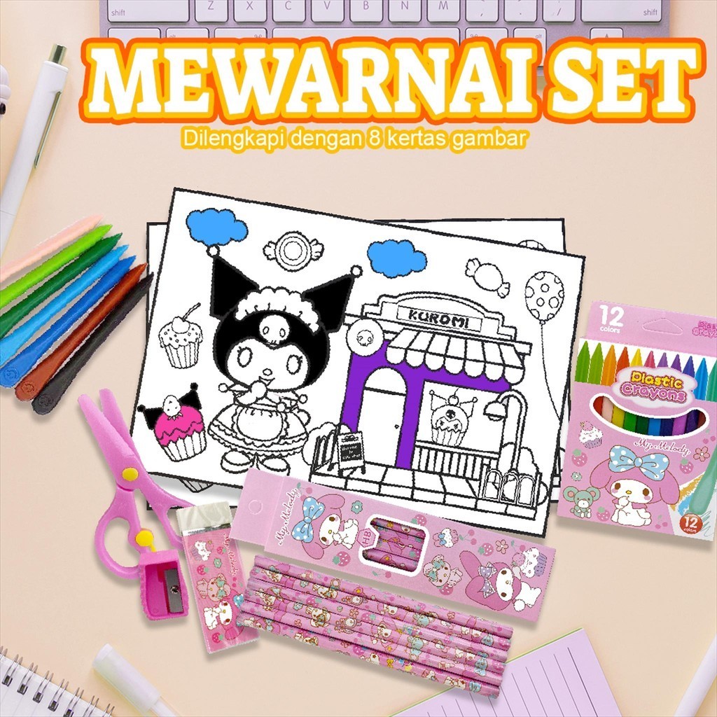 Jual Alat Mewarnai Anak Set/ Plastic Crayon Lengkap/ Alat Tulis Kertas ...