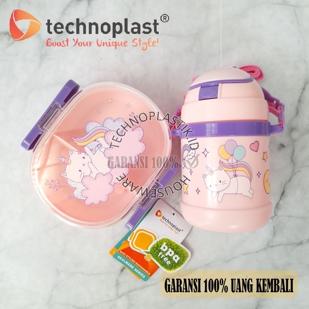 Jual TECHNOPLAST Lunch Box Set HOWDY CAT Set Botol 560Ml & Kotak Bekal 440Ml | Shopee Indonesia