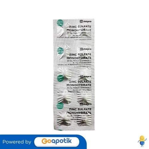 Jual Zinc Sulfate Monohydrate Mepro 20 Mg Strip 10 Tablet | Shopee ...