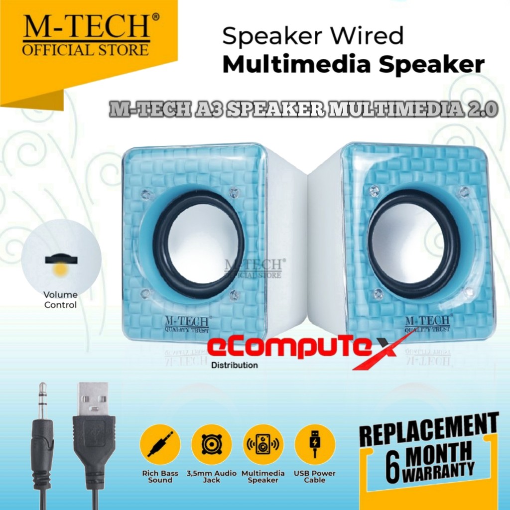 Jual SPEAKER M-TECH A3 MULTIMEDIA 2.0 PC KOMPUTER LAPTOP ORIGINAL ...