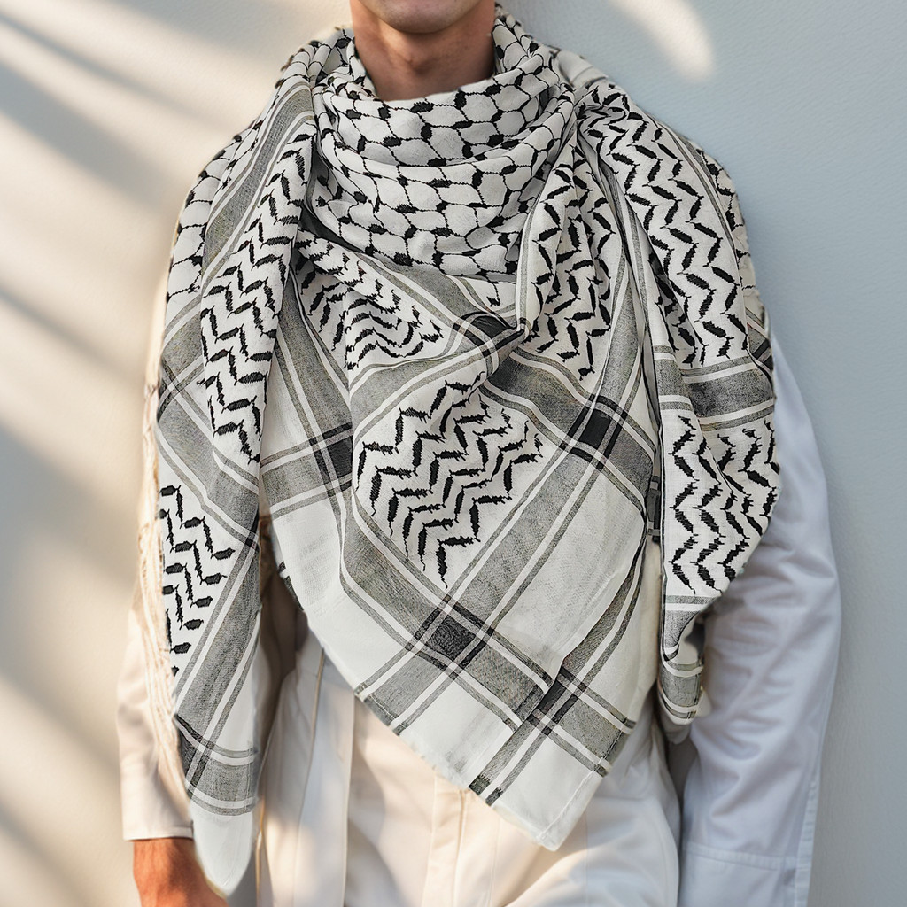 Jual Traditional Arafat Kuffiyeh Palestinian Black and White Arab ...