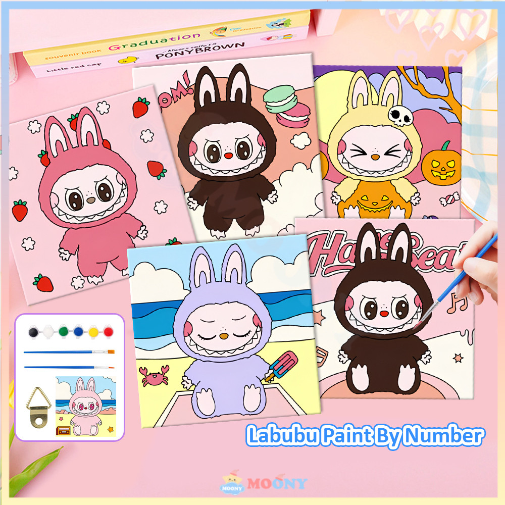 Jual Moony DIY digital painting kit Labubu Canvas Paint Kit Digital ...