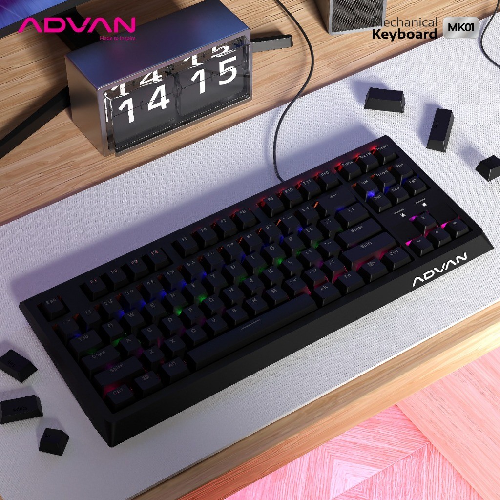 Jual ADVAN Mechanical Keyboard MK01 Gaming Keyboard 80% Layout TKL 87 KeysRainbow Backlit ...