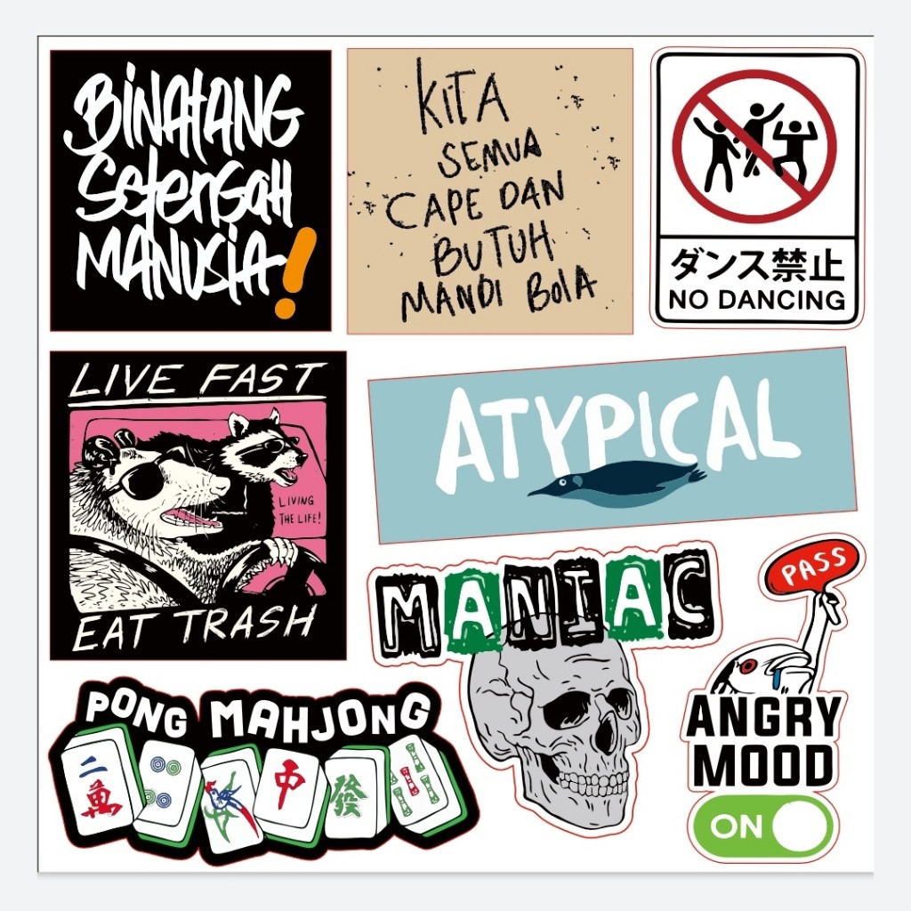 Jual Stiker Pack Vintage Maniac Pong Mahjong Atypical - Stiker Vinyl ...