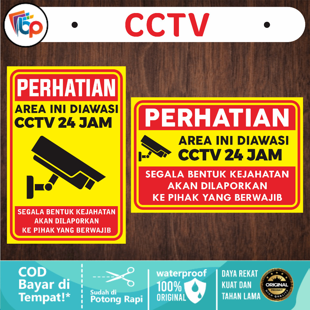 Jual Stiker Area Dipantau CCTV 24 Jam Portrait / Landscape Laminasi Glossy | Shopee Indonesia