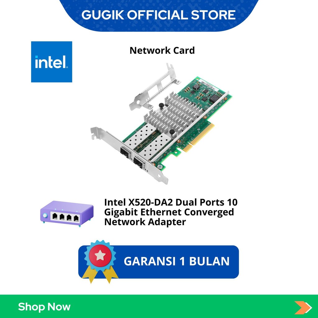 Jual Intel X520-DA2 10G Dual Port Ethernet Card 10Gbe 10Gbps | Shopee Indonesia