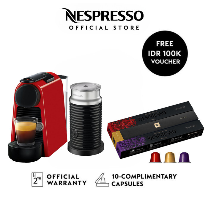 Jual NESPRESSO Essenza Mini D30 Coffee Machine, Red with Aeroccino3 ...