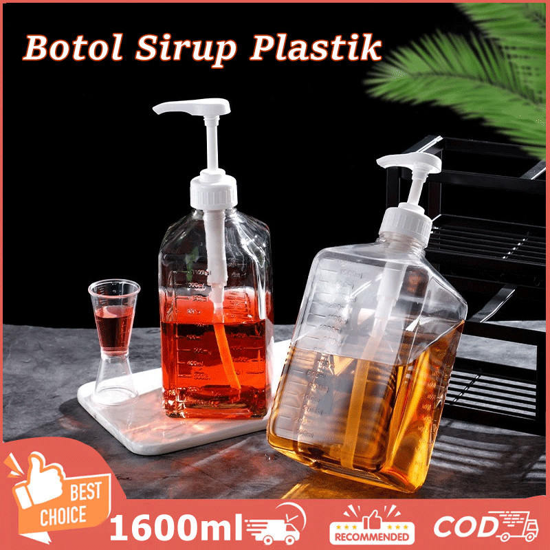 Jual Paket Botol Sirup Plastik 1600 ML Sirup Sugar Botol Pump Botol ...