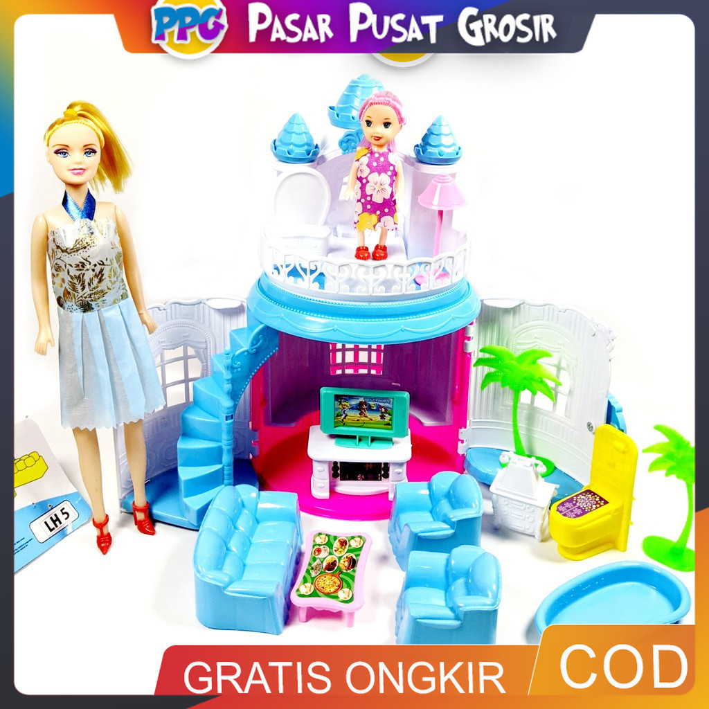 Jual PPG - Mainan Edukasi Anak Rumah Dream Castle Istana Megah + Boneka Barbie Ibu Anak | Shopee ...