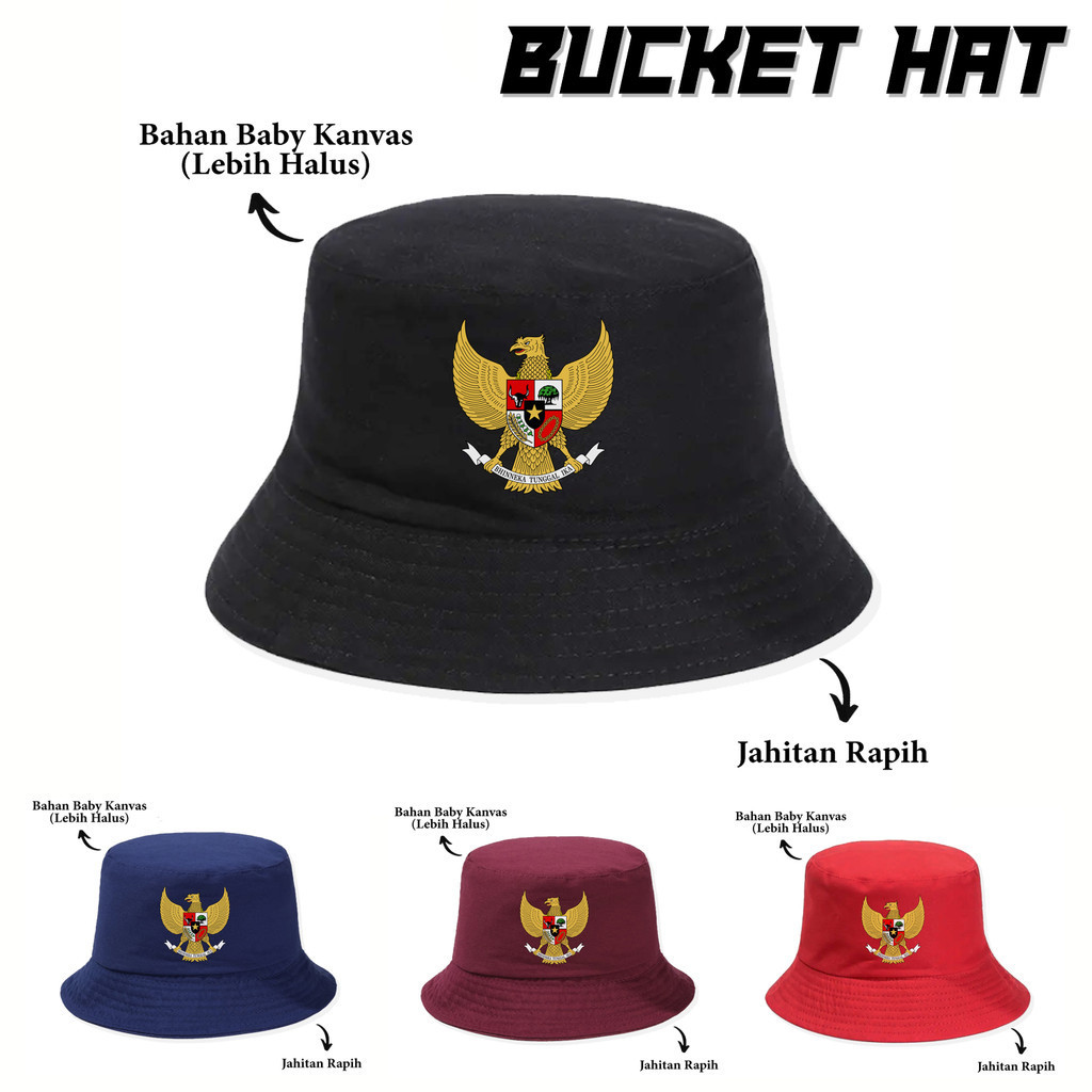 Jual Topi Bucket Hat Sablon Logo Lambang Negara Indonesia Garuda HUT RI ...