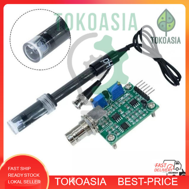 Jual pH Sensor electrode probe (BNC) + PH Value Detect reading Module ...