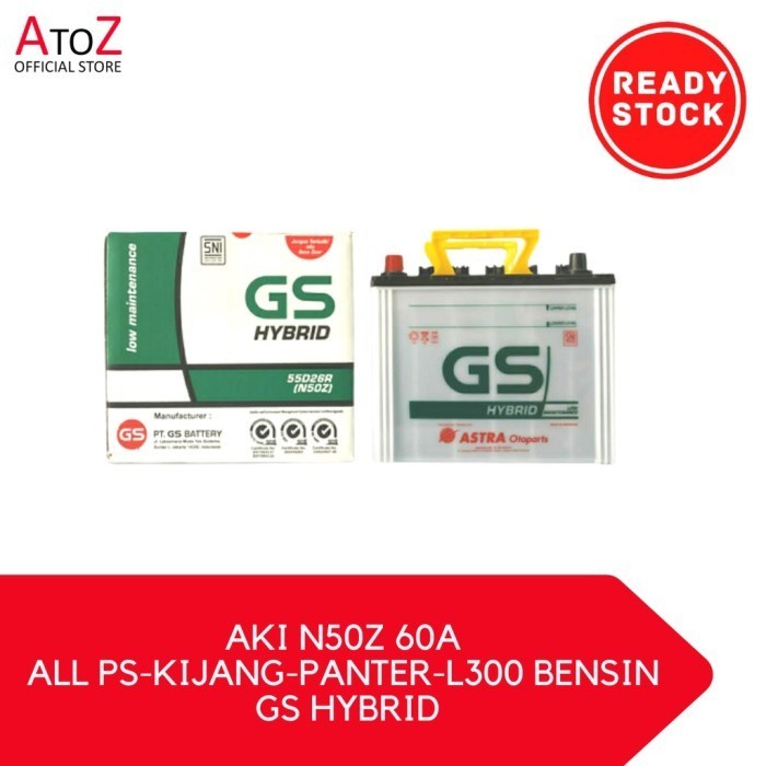 Jual AKI N50Z 60A ALL PS-KIJANG-PANTER-L300 BENSIN GS HYBRID | Shopee Indonesia