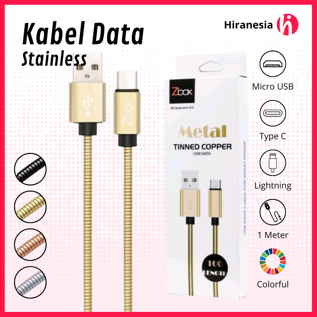 Jual [MAKASSAR] HIRANESIA Kabel Data Stainless Micro Type C Fast ...