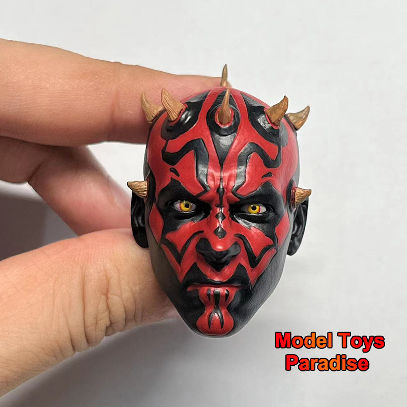 Jual 1/6 Scale Men Soldier Head Carving Sith tattoo Darth Maul Head ...