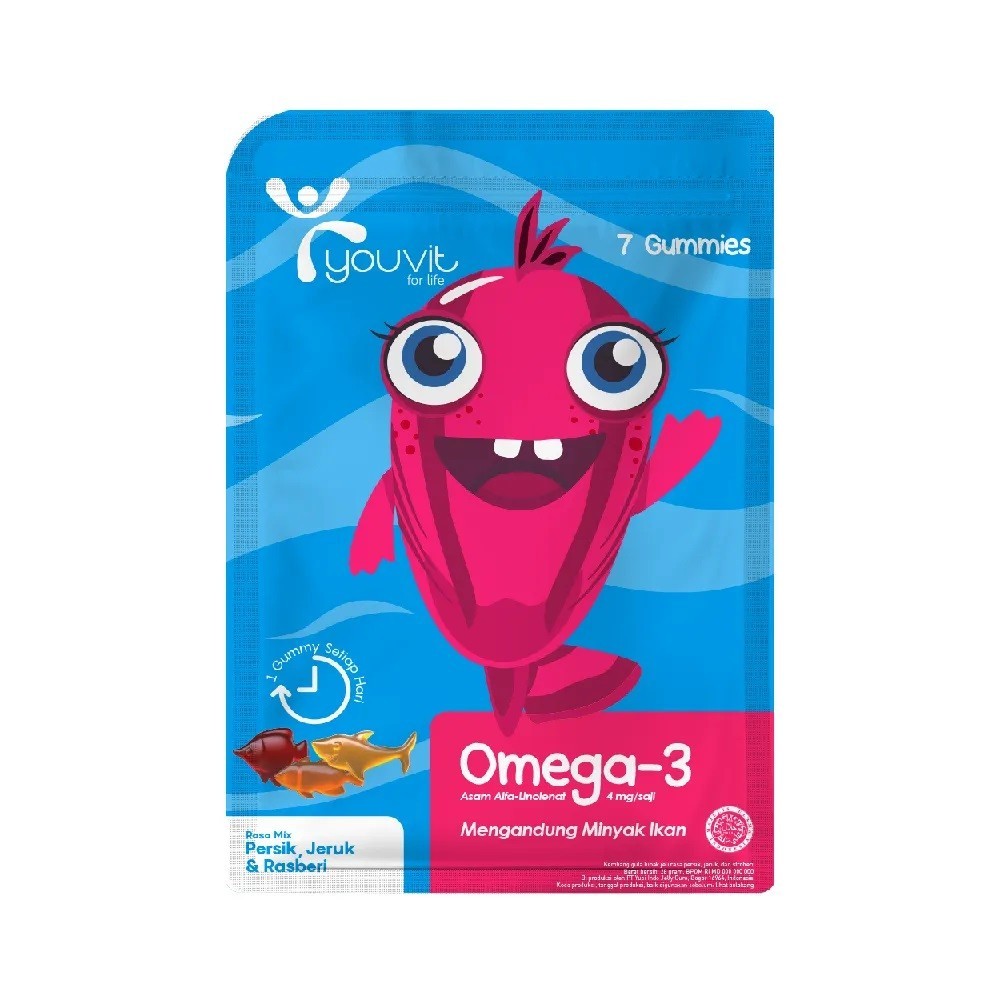 Jual YOUVIT OMEGA 3 GUMMIES RASA PERSIK,JERUK,&RASBERI 7 PCS | Shopee ...