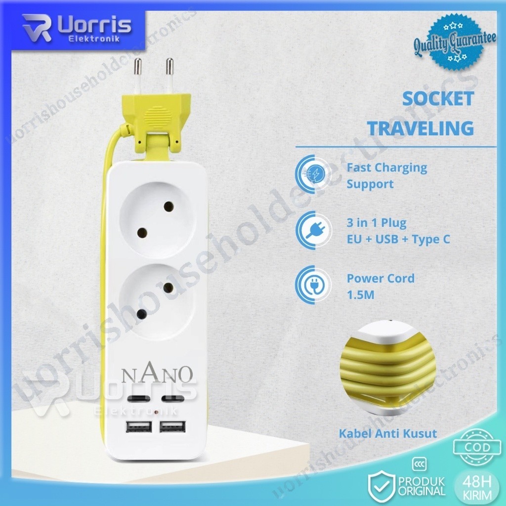 Jual top Kontak Traveling 2 Lubang Saklar + 4 Port USB/Kepala soket ...