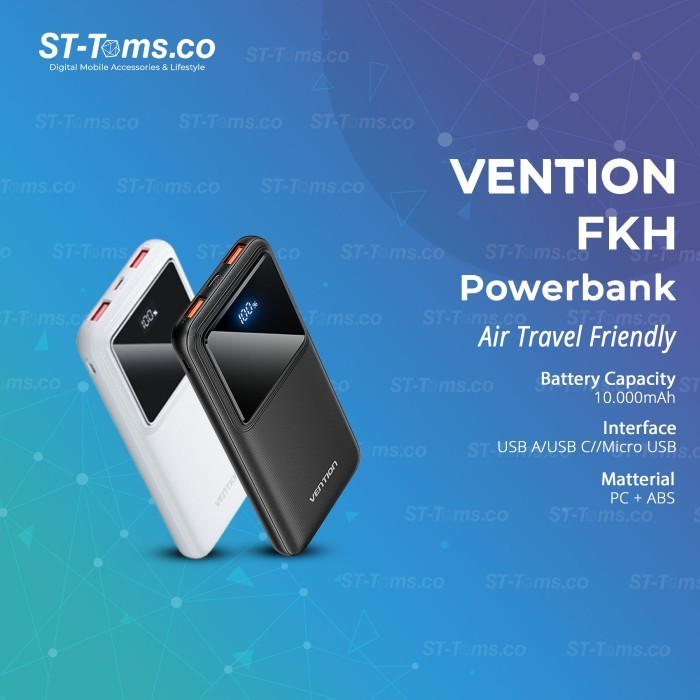 Jual Vention Powerbank Fast Charging LED Display USB Type C 10000mAh ...