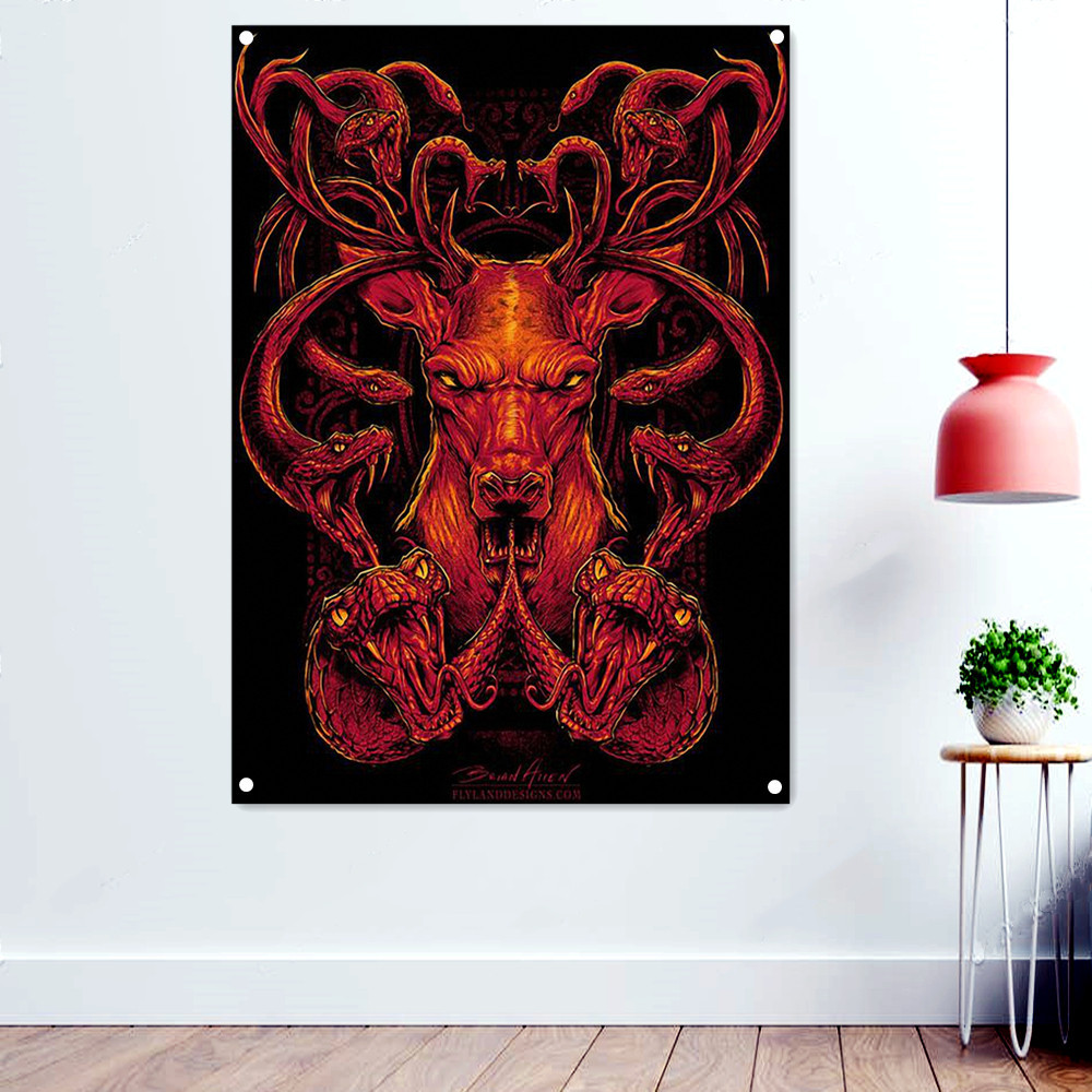 Jual Poster - Horror Deer Head Wallpaper Devil Dark Rock Band Artworks ...