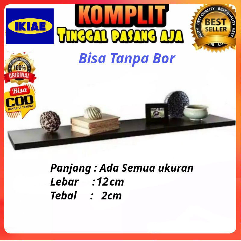Jual Size 150cm - 30 x12 x2cm Rak Ambalan Dinding papan tempel dinding ...