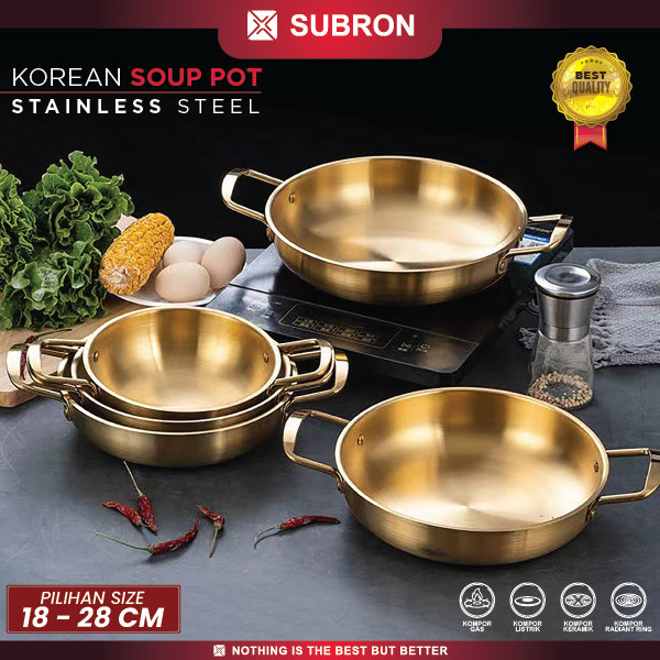 Jual SUBRON Korean Soup Pot Datar Noodle Ramen 18cm 20cm 22cm 24cm 26cm ...
