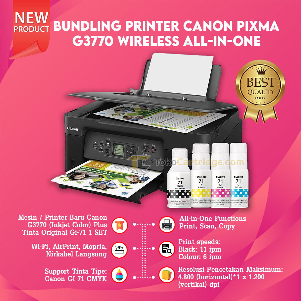 Jual Printer Canon PIXMA G3770 G-3770 Wireless Print Scan Copy NEW ...