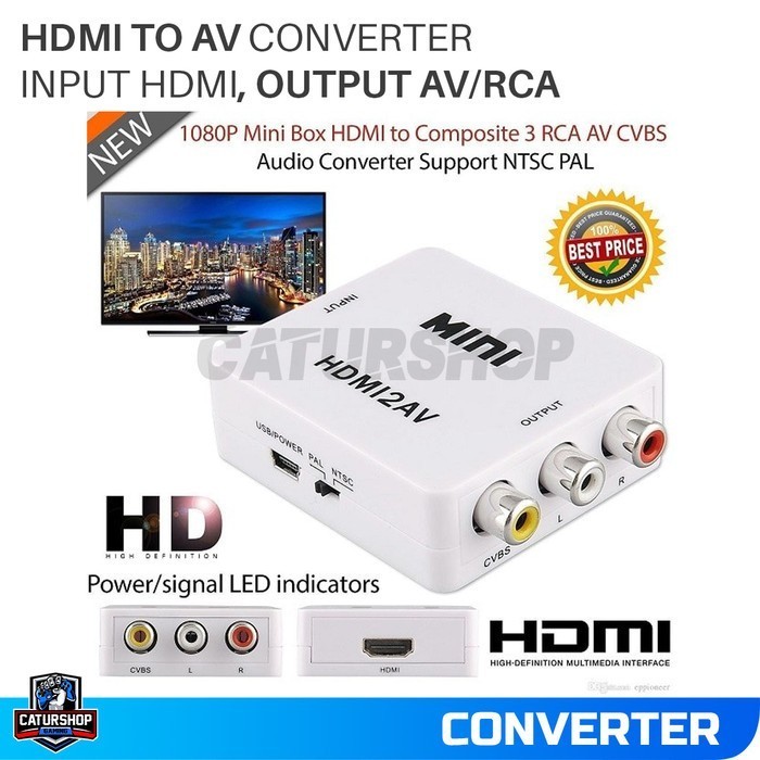 Jual Converter HDMI to AV MINI / HDMI to AV HDMI2AV Adapter HDMI ke AV ...