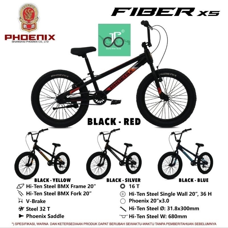 Jual Sepeda BMX 20" Phoenix Fiber X5 TERBARU X 5 (BAN 3.0) | Shopee ...
