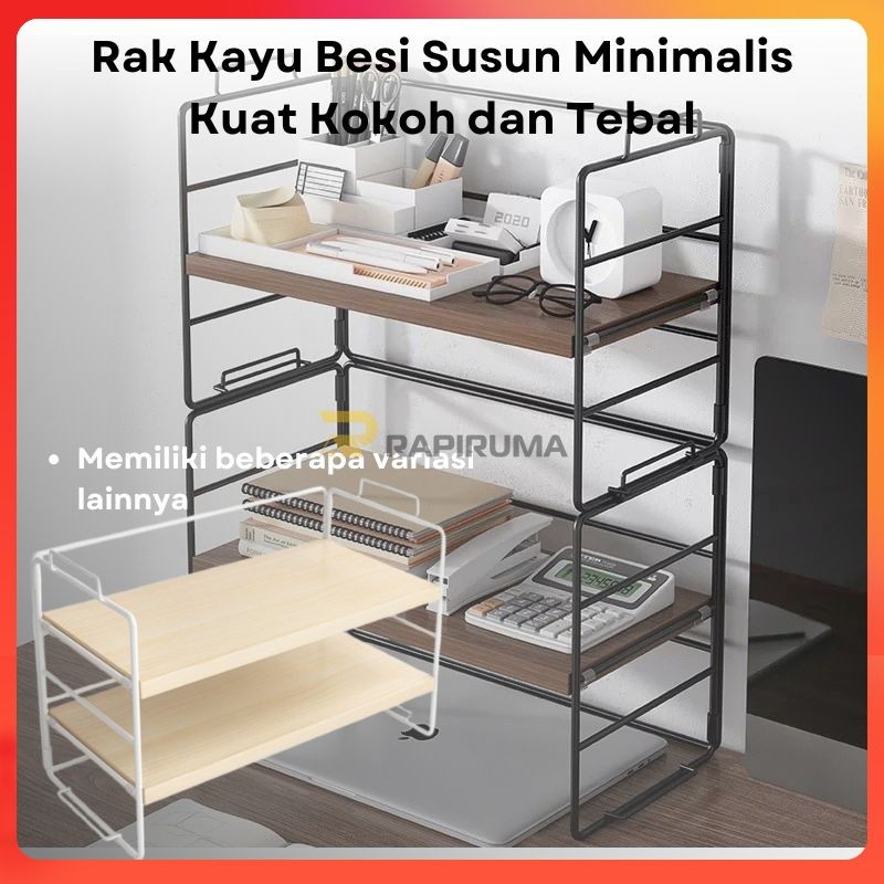 Jual Rak Buku 1 Dan 2 Tingkat / Rak Laptop Organizer / Rak Kayu Besi ...