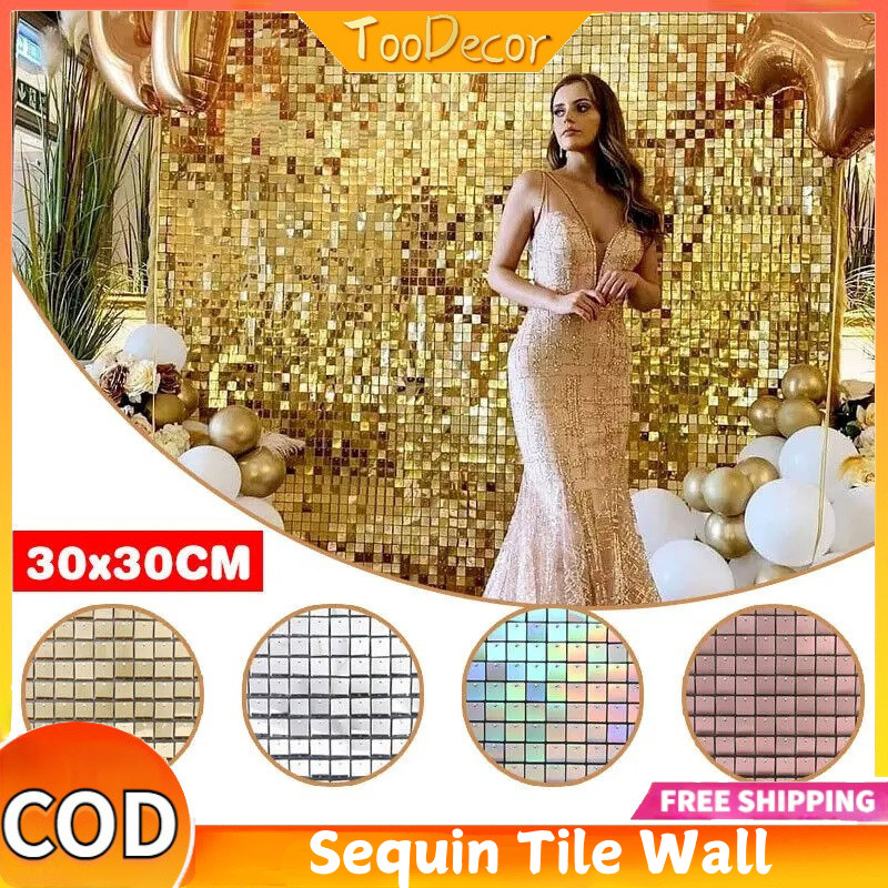 Jual Sequin Panel Backdrop Tile Wall Kotak Untuk Dekorasi Dinding Pesta ...
