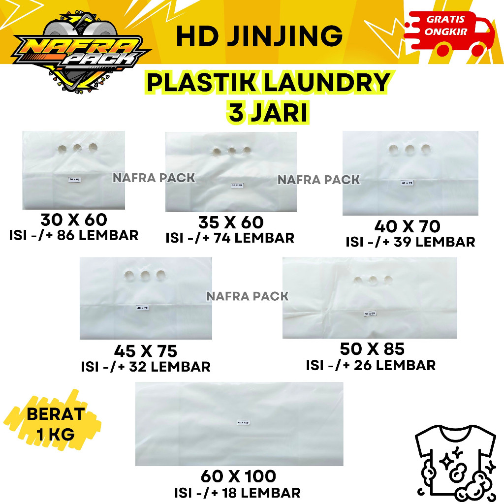 Jual PLASTIK LAUNDRY HD JINJING 3 Jari isi 1 KG plastik Laundry Kiloan ...