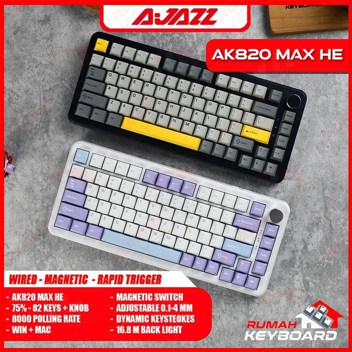 Jual 8K7V Ajazz Ak820 Max He - 75% - Wired - Dks - Magnetic Switch - Rapid Trigger - Mechanical ...