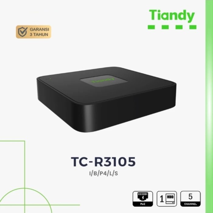 Jual NVR Tiandy TC-R3105P 5CH 4 Port POE Support up to 6MP IP Kamera Onvif | Shopee Indonesia