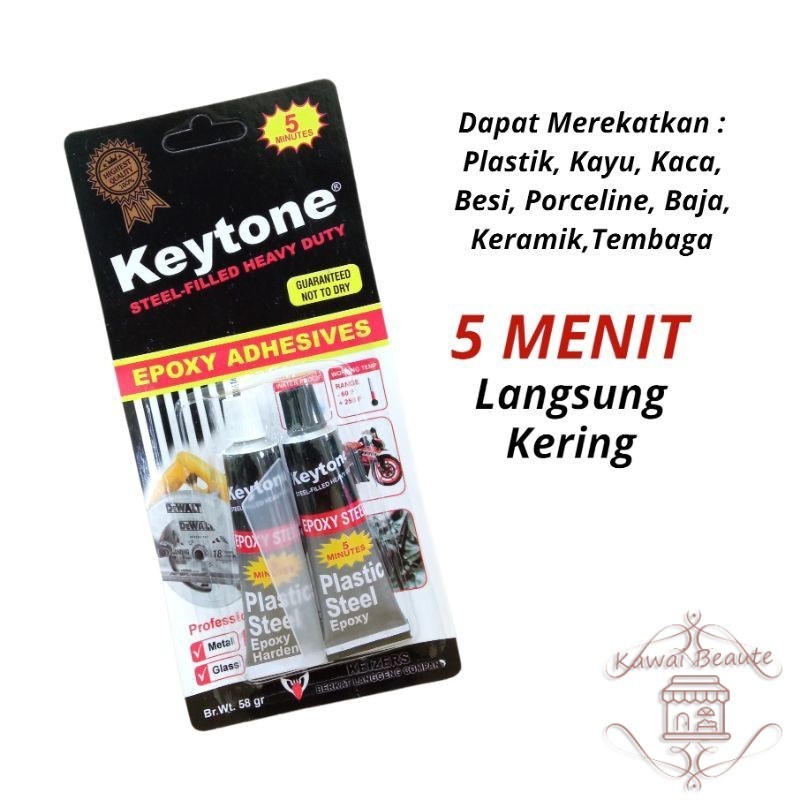 Jual Lem Besi KEYTONE 5 MENIT KERING Lem Campur Epoxy Adhesives PREMIUM ...
